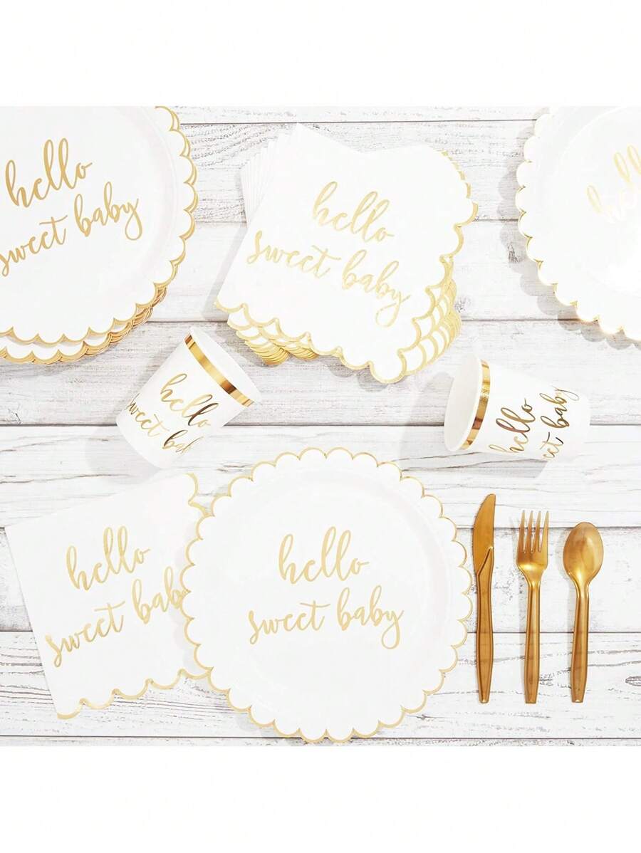 48 Pack Of Hello Sweet Baby Paper Plates For Baby Shower (9 Inches ...