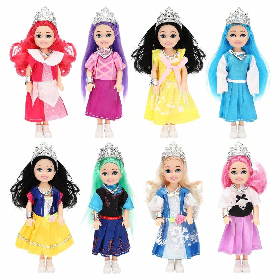 8 Sets 6 Inch Dolls Cute Girl Dolls Include 8 Pieces Girl Mini Dolls, 8 ...