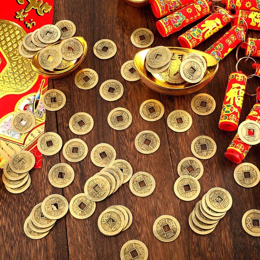 10 Pcs Chinese New Year Coin feng Shui Fortune i-Ching Money Good Luck ...