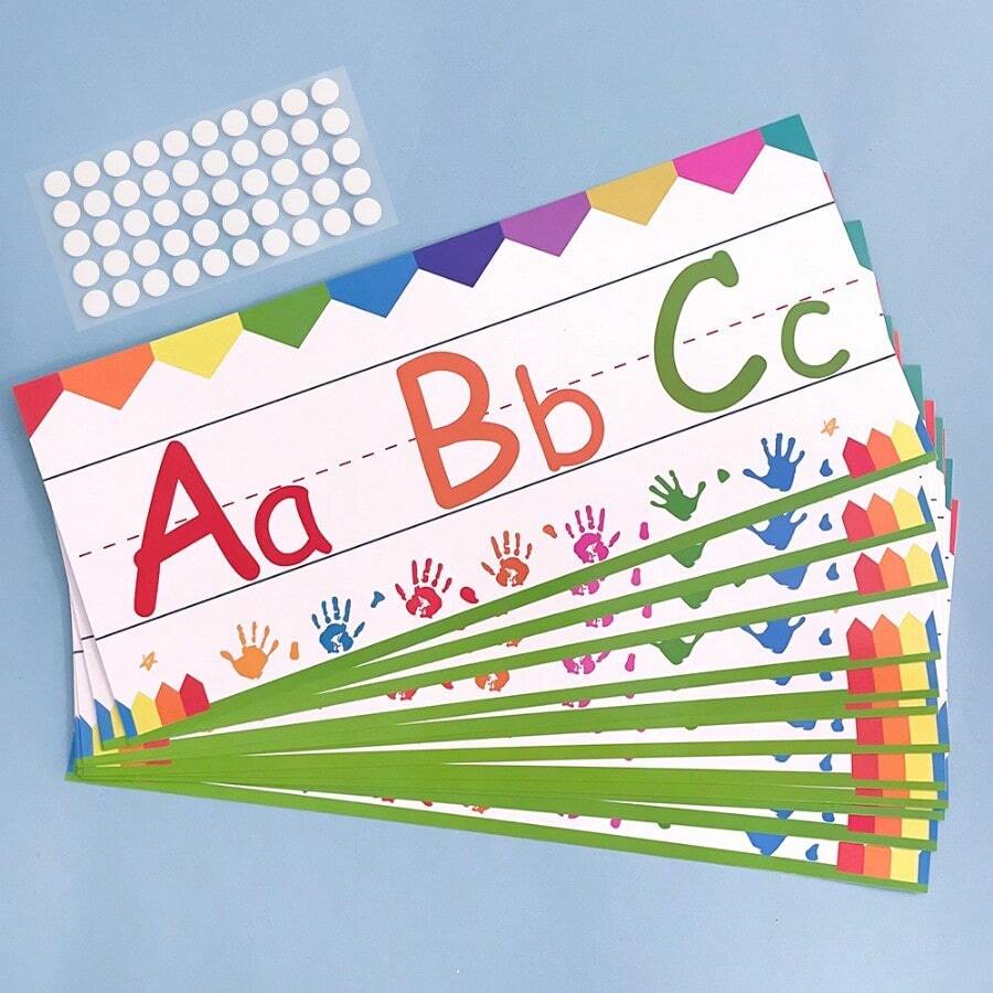 12 Pcs Alphabet & Numer Bulletin Board Strips Set Wall Strip Border for ...