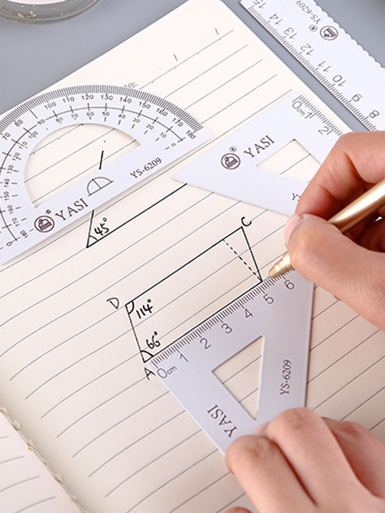 1 Box of 4 Metal White Minimalist Ruler Set Straight Ruler Triangle ...