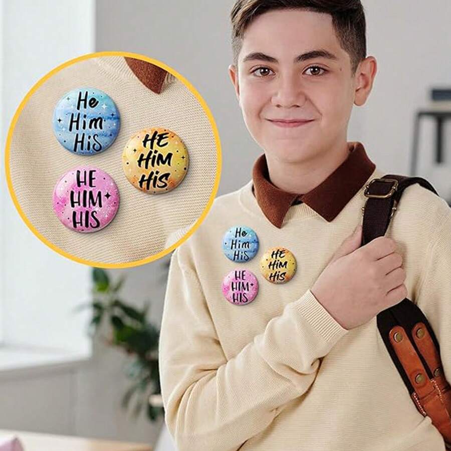 Set Of 24 1.5-inch Pronoun Badge Pin Buttons Gender Identity Pronouns ...
