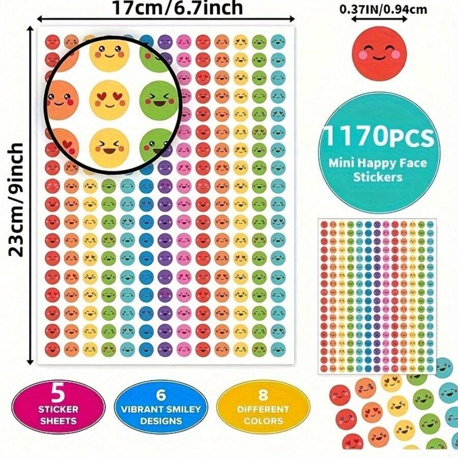 1170pcs Round Emoji Stickers With Reward & Behavior Images For School ...