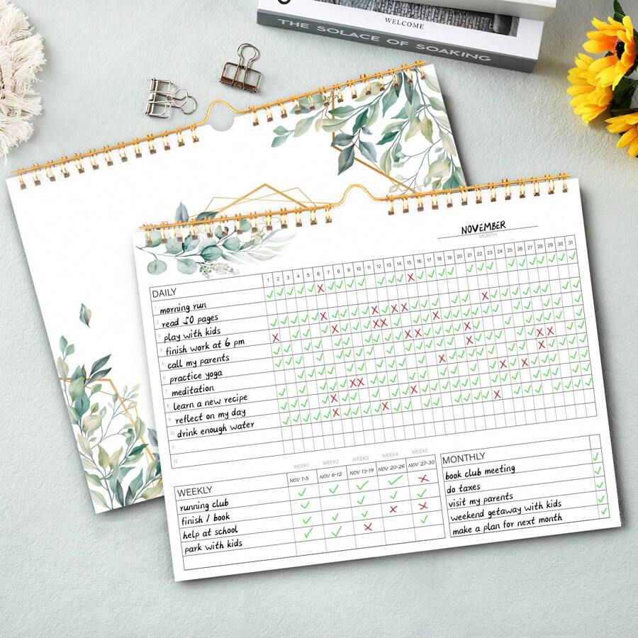 BUBU 1pc Habit Tracker Calendar Spiral Bound Daily Weekly and Monthly ...