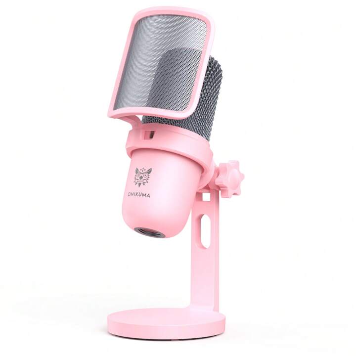 ONIKUMA M630 USB Gaming Microphone Pink Cute Wired Microphone With ...