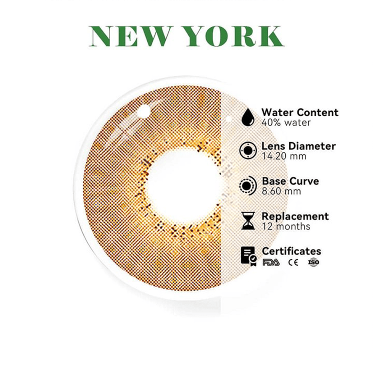 1 Pair Firework Brown Colored Cosmetic Contact Lenses eye Yearly 14.2mm ...