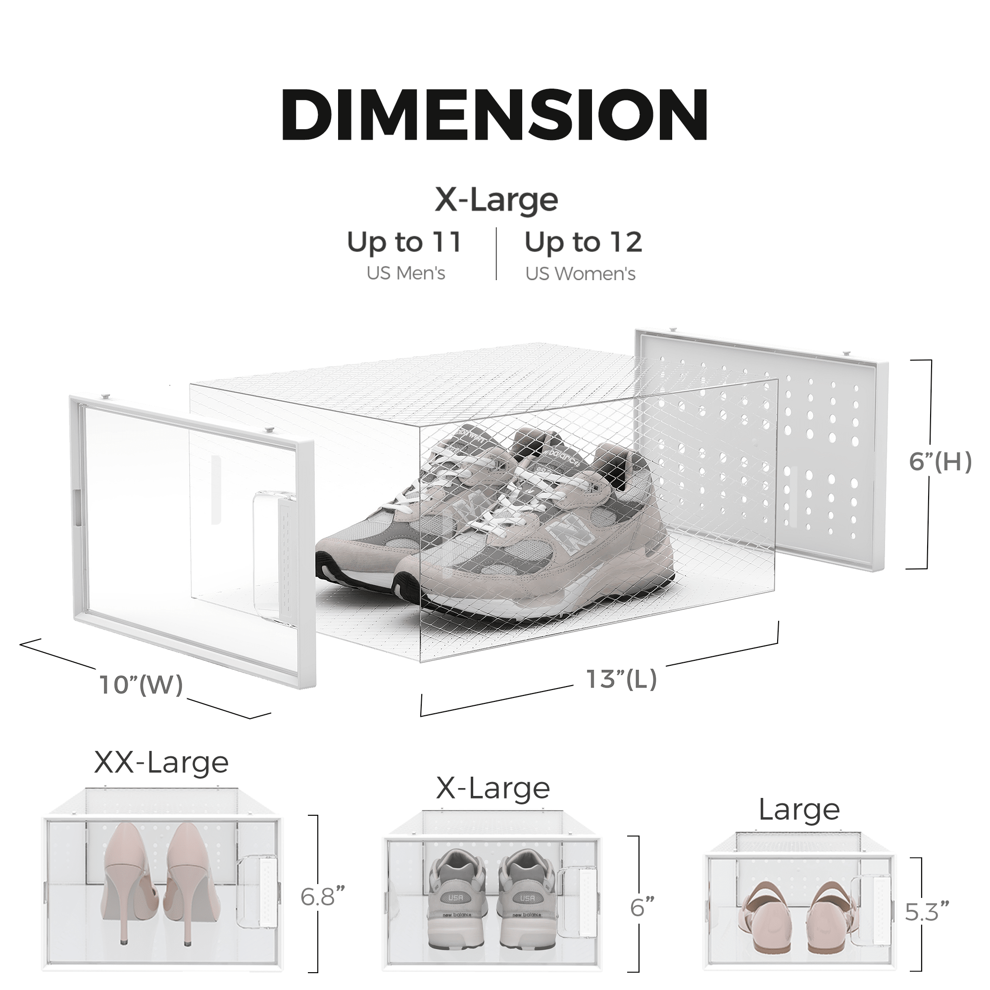 Pinkpum Large Shoe Organizer Storage Boxes for Closet, 12 Pack Clear ...