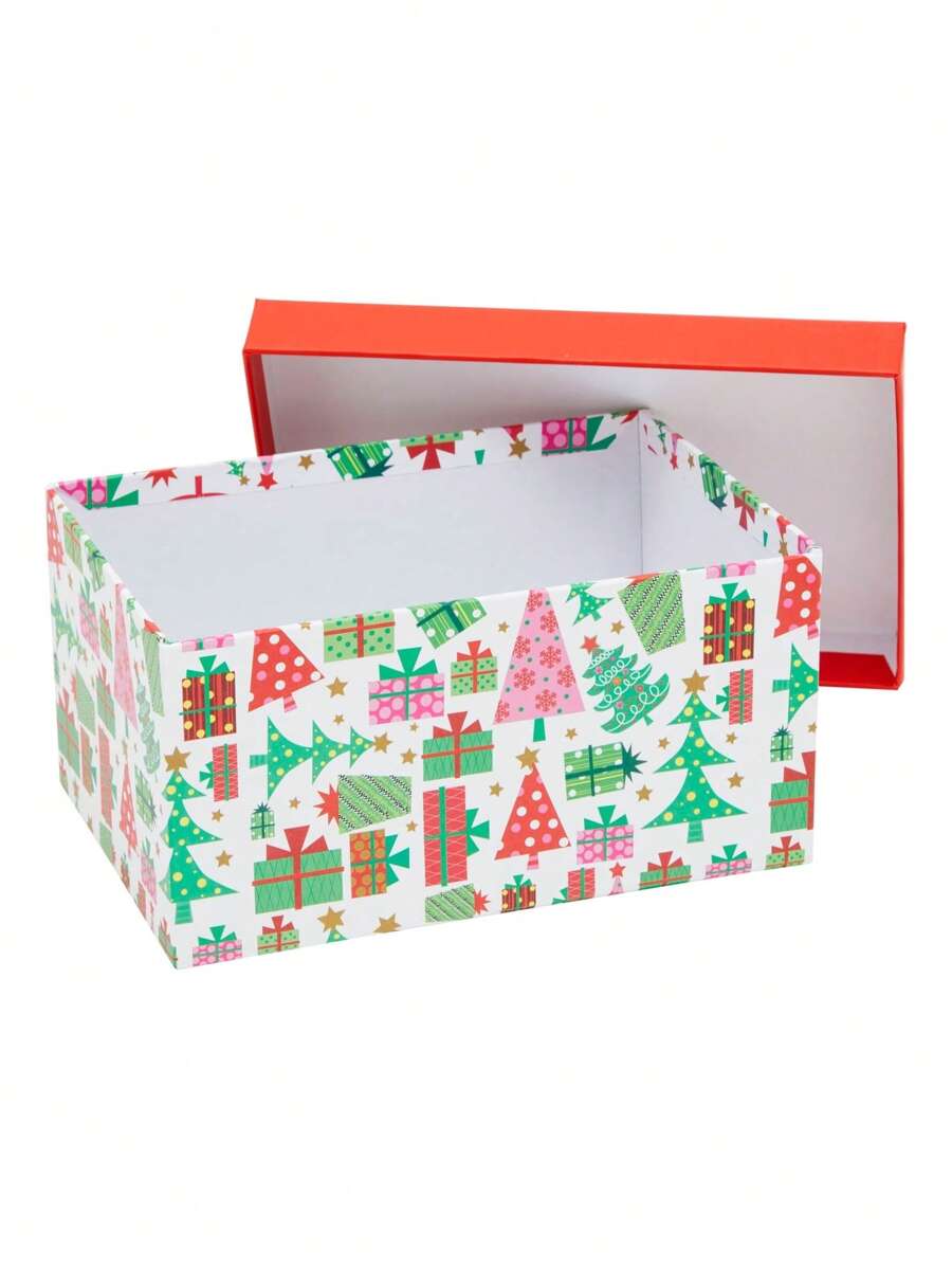 10 Pack Nesting Christmas Gift Boxes with Red Lids for Presents ...