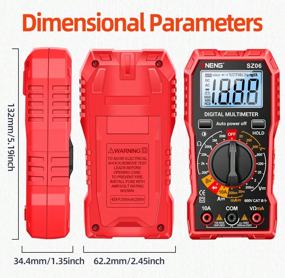 ANENG SZ06 2000 Count Smart Digital Multimeter AC/DC Voltage Meter DC ...
