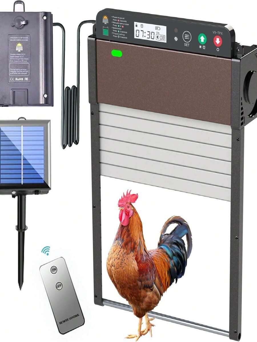 Automatic Chicken Coop Door, Adjustable Gravity Anti Clamping Solar ...