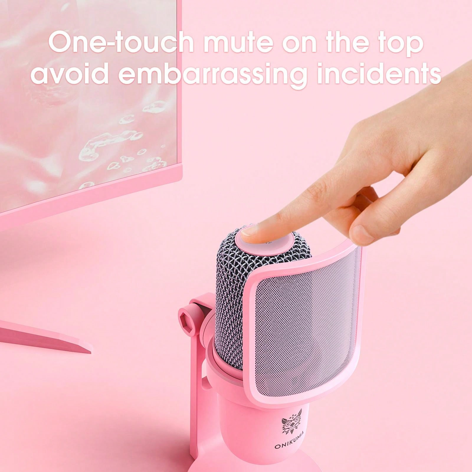 ONIKUMA M630 USB Gaming Microphone Pink Cute Wired Microphone With ...