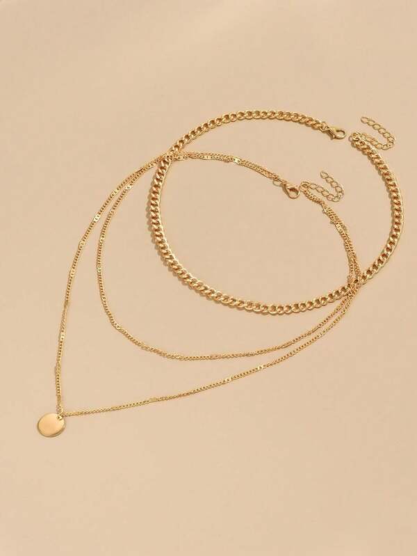 2pcs Round Disc Pendant Necklaces | SHEIN UK