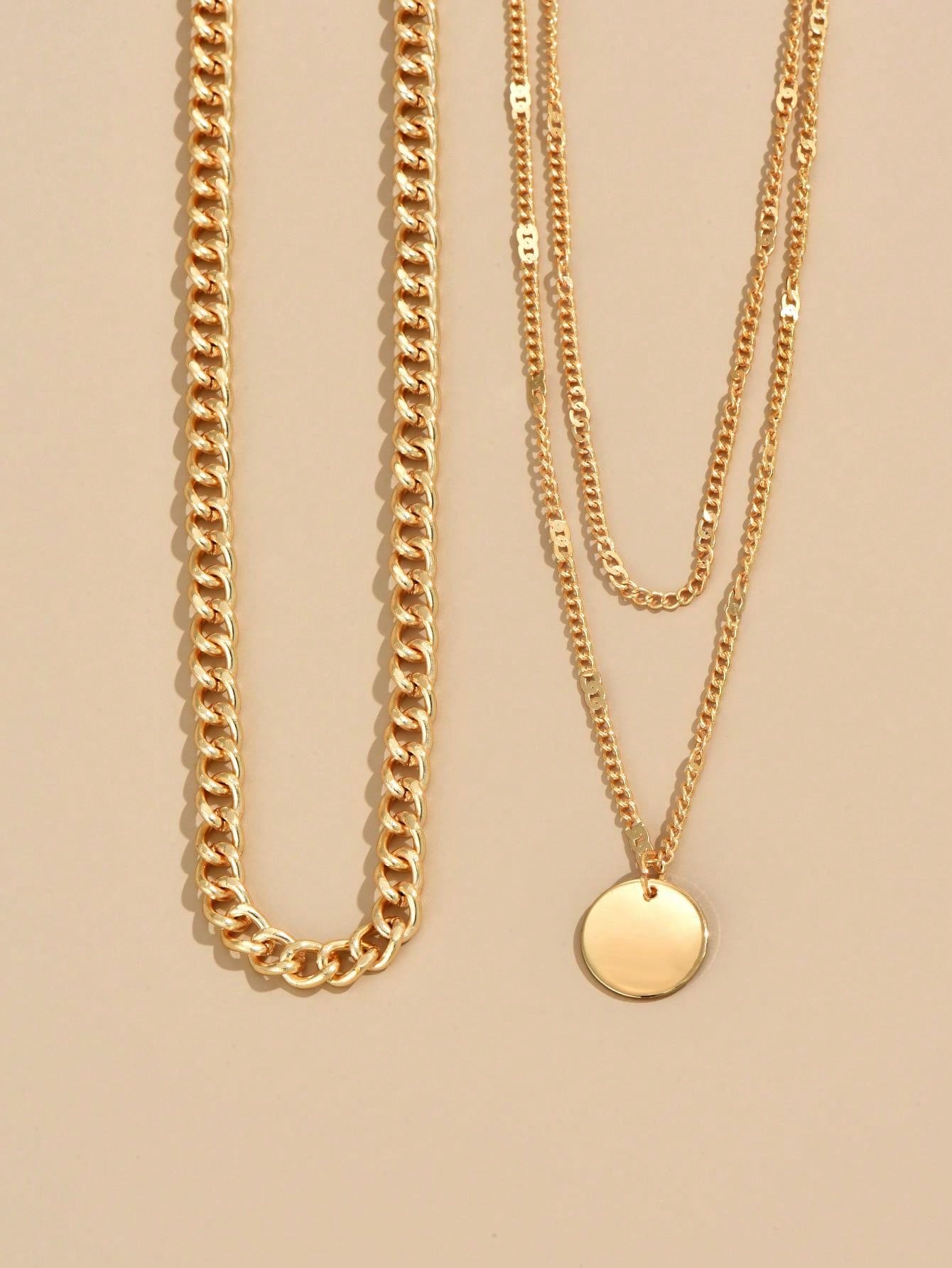 2pcs Round Disc Pendant Necklaces | SHEIN UK