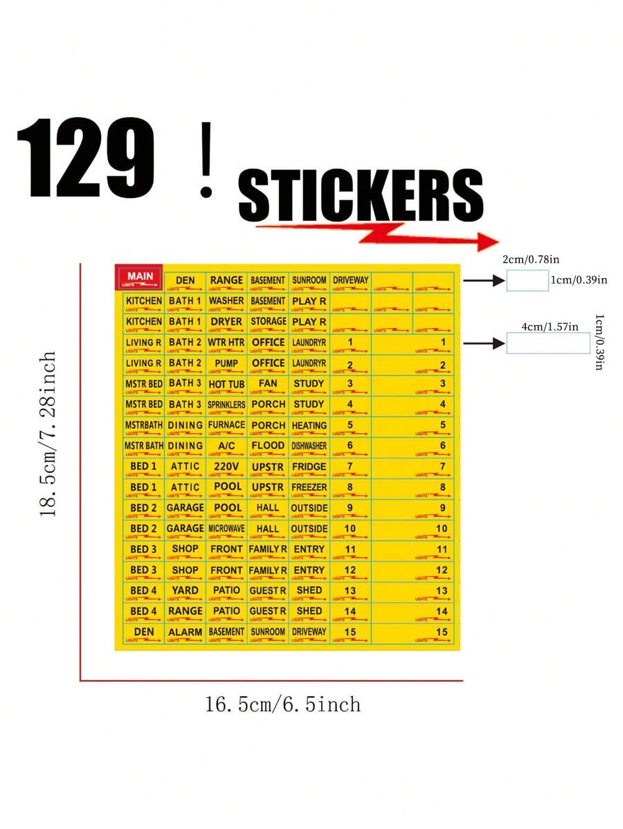 1 Pack Of 129pcs Circuit Breaker Box Labels Waterproof Fuse Box ...