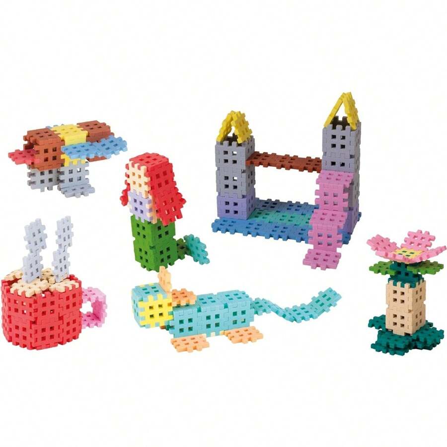 Mini Waffle Block Large Construction Playset for Kids- 500 Interlocking ...