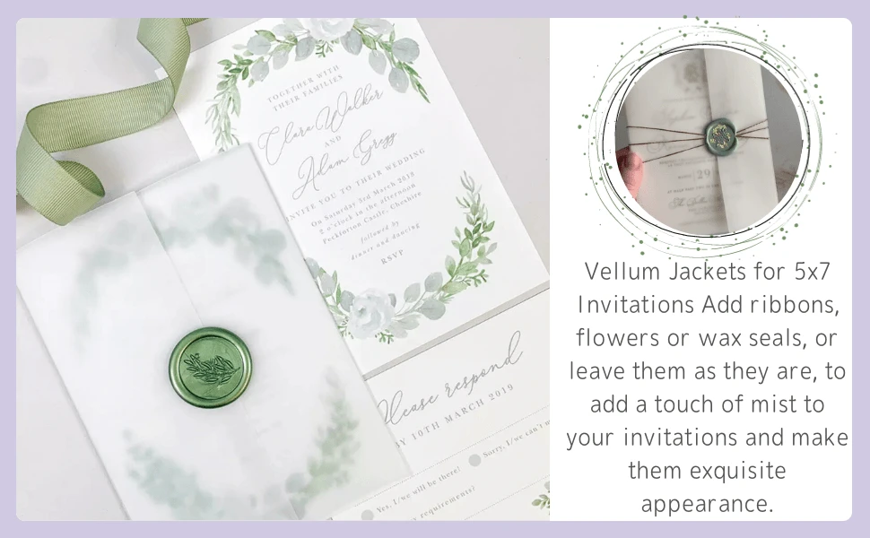 30 Pack Vellum Jackets For 5x7 Invitations, Translucent Vellum Paper ...