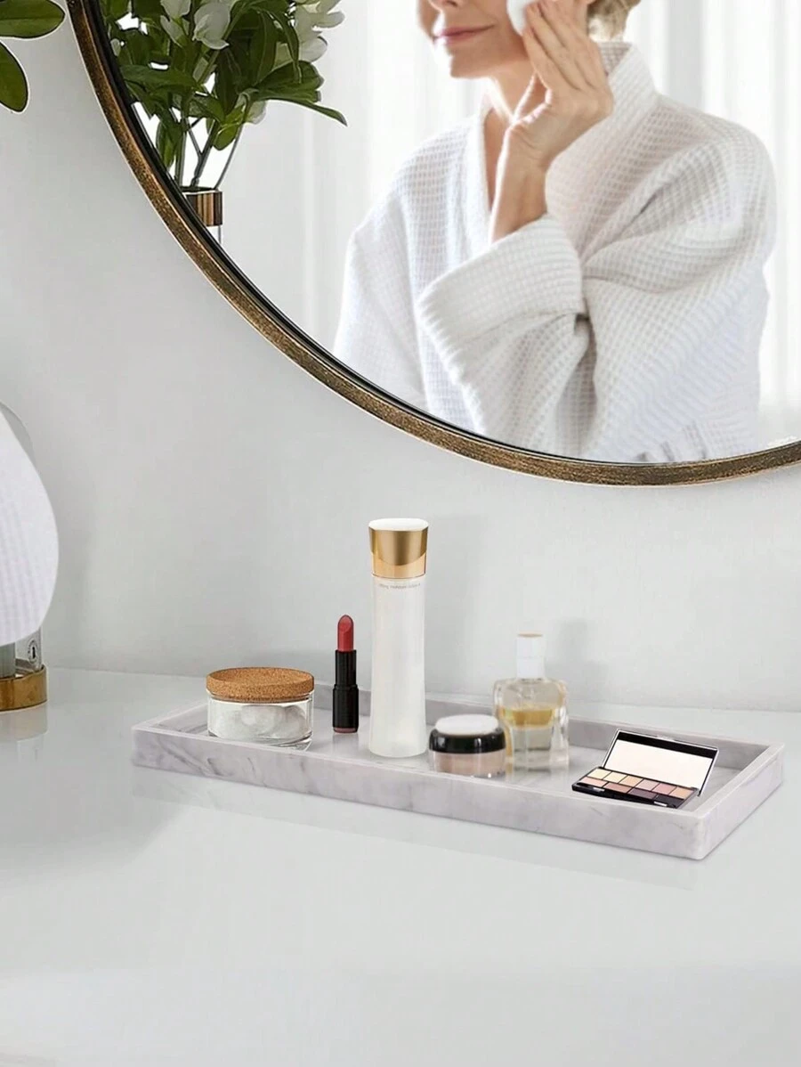 3M 1pc Marble Pattern Silicone Bathroom Storage Tray, Dresser Tray ...