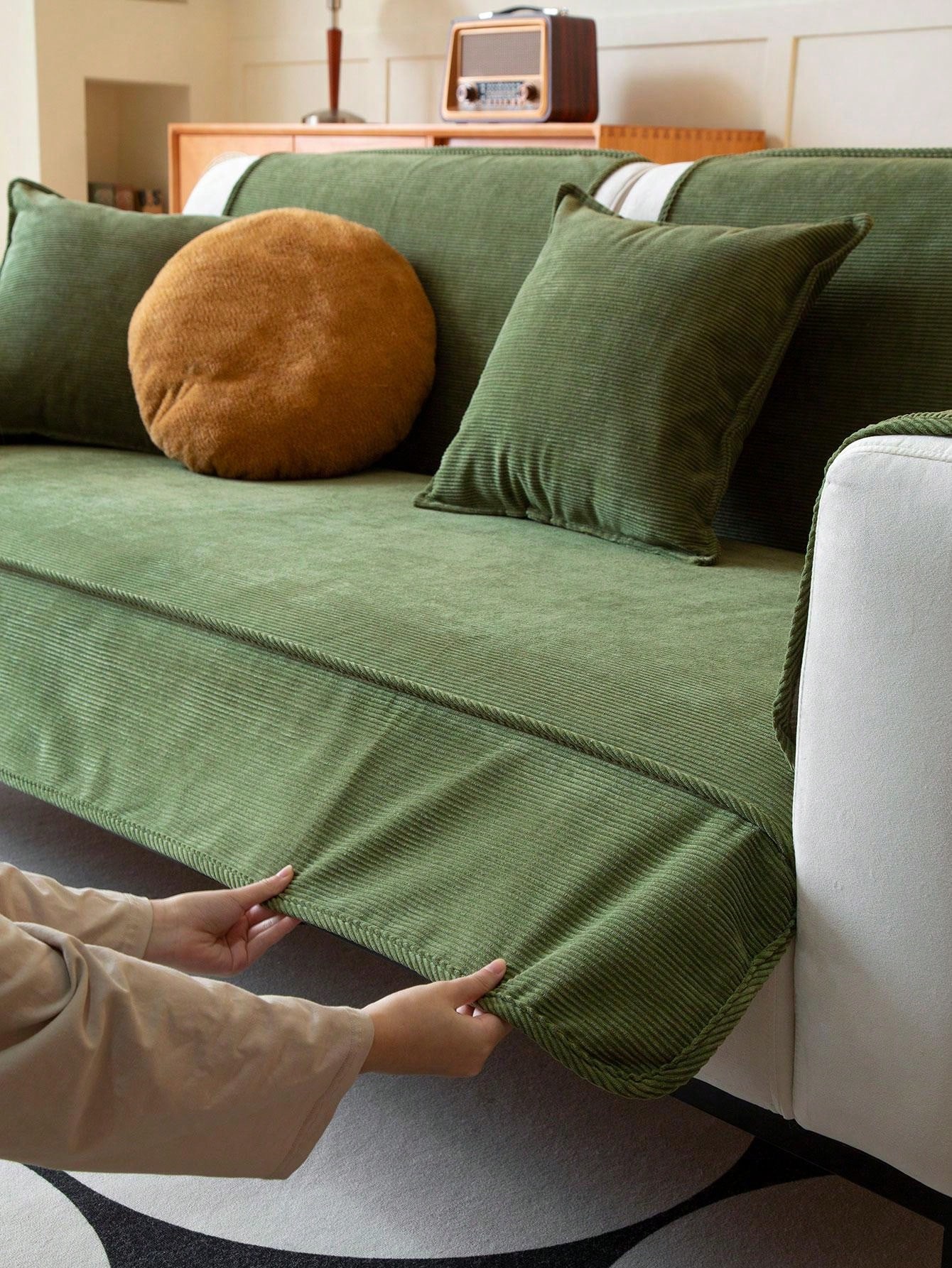 1pc Universal Velvet Sofa Seat Cushion, Modern Minimalist Style Anti ...