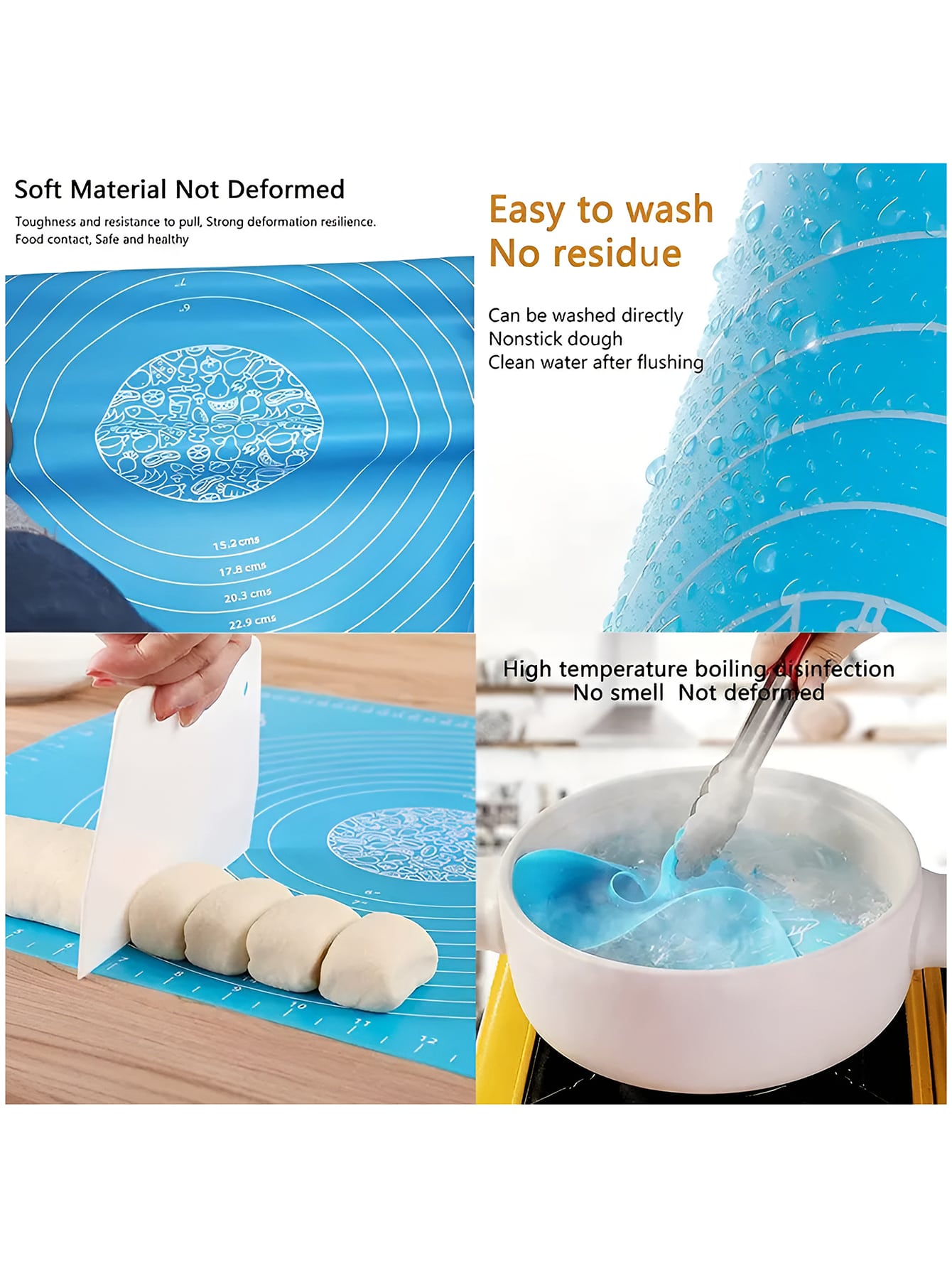 1pc Silicone Kneading Dough Mat With Scale & Anti-Skid, Anti-Stick ...