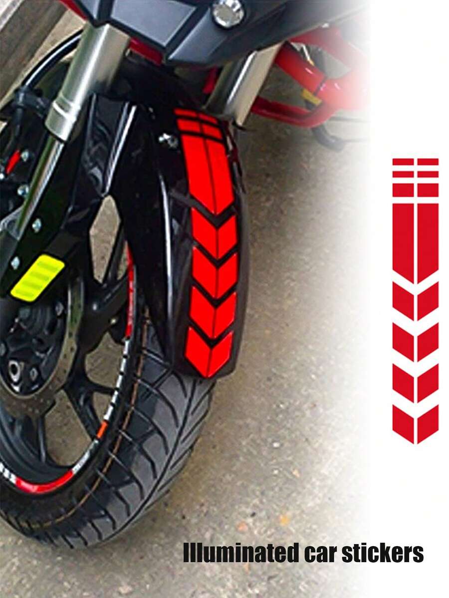 Motorcycle Fender Sticker Set With Flower, Racing Stripes & Reflective ...