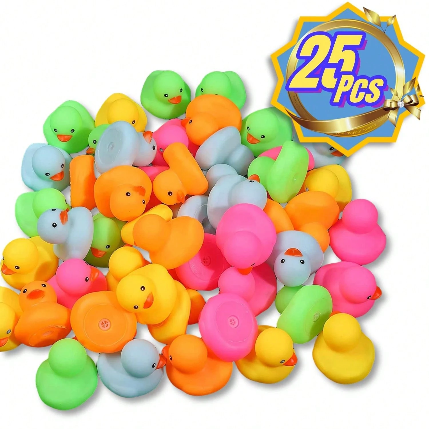 25 Pack Multicolor Mini Rubber Duck Bath Toy Colored Little Ducks ...