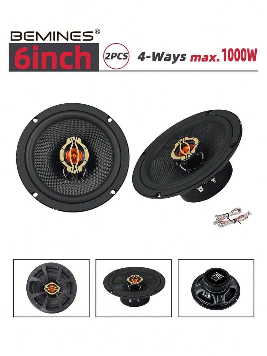 1 Set Of Bemines Kl-60b Black Aluminum Coaxial Speaker 6 Inch 1000w Hi ...