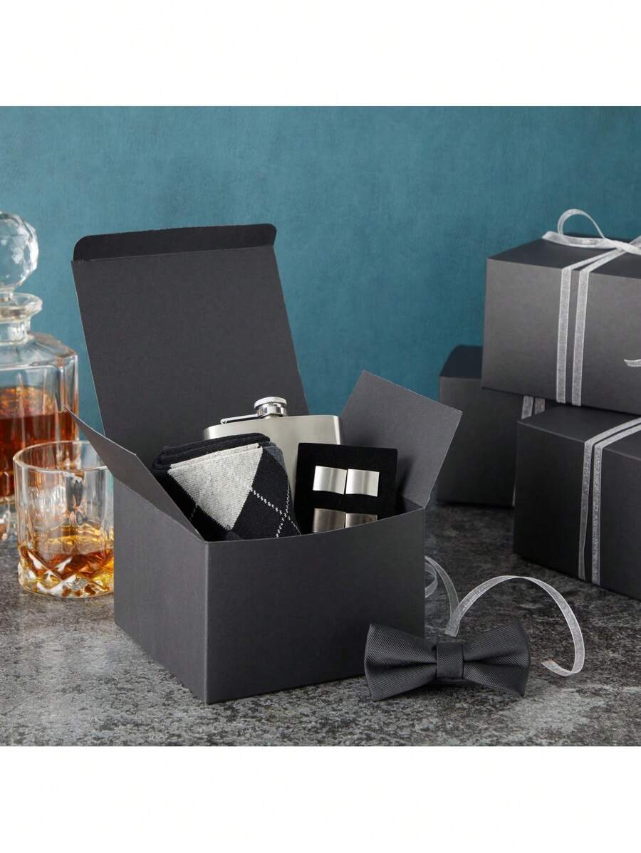 30-Pack 6x6x4 Inch Gift Boxes With Lids - Matte Black Cardboard Boxes ...