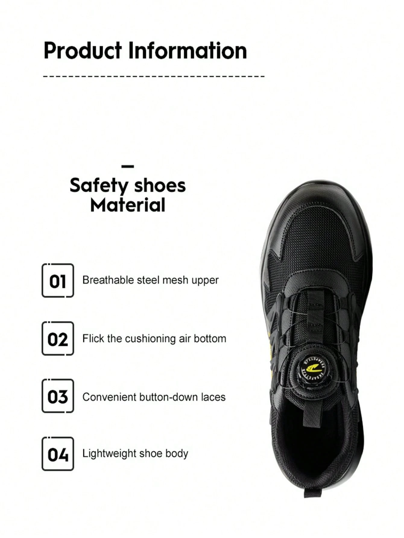 Men's Steel Toe Work Safety Shoes, Anti-Puncture Hiking Boots, Anti ...