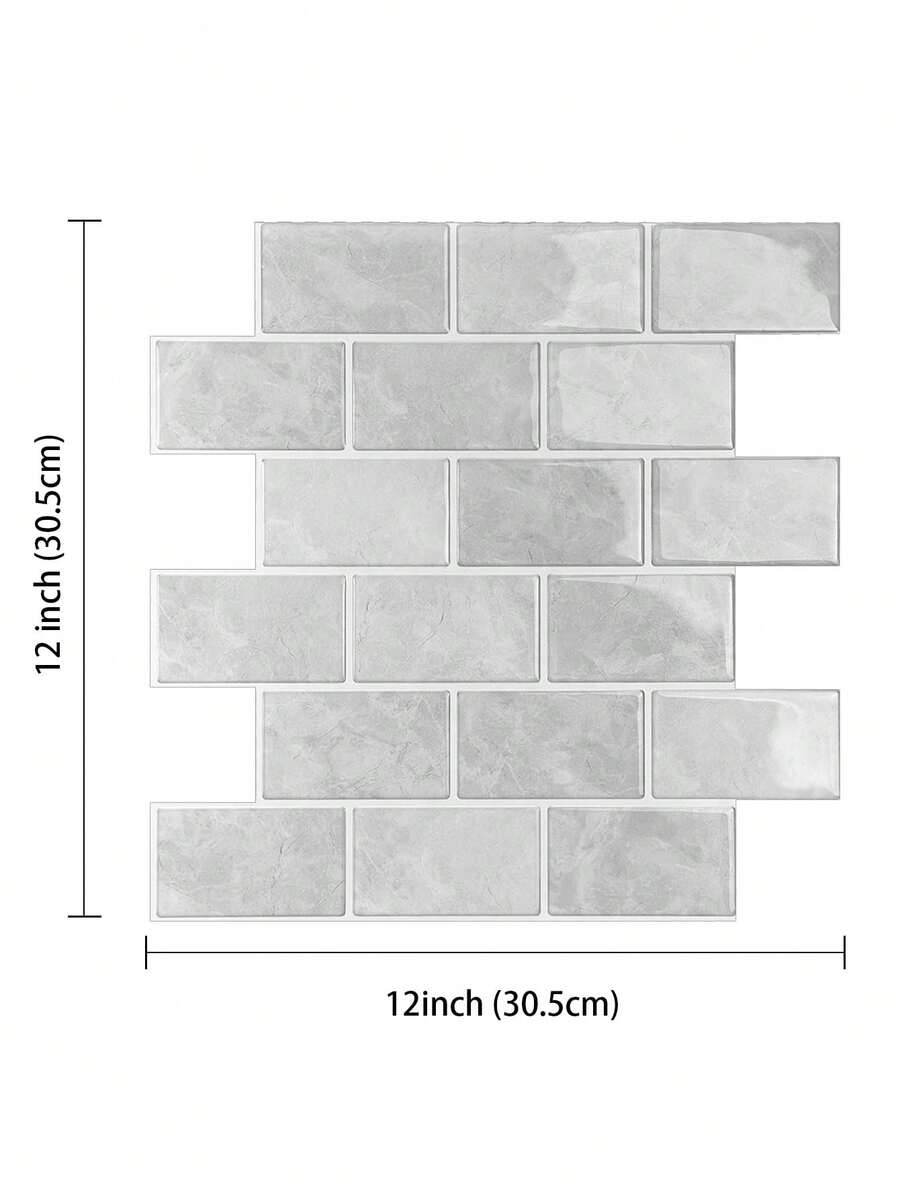 10-Sheet Marble Subway Tiles Self Adhesive Kitchen Splashbacks ...