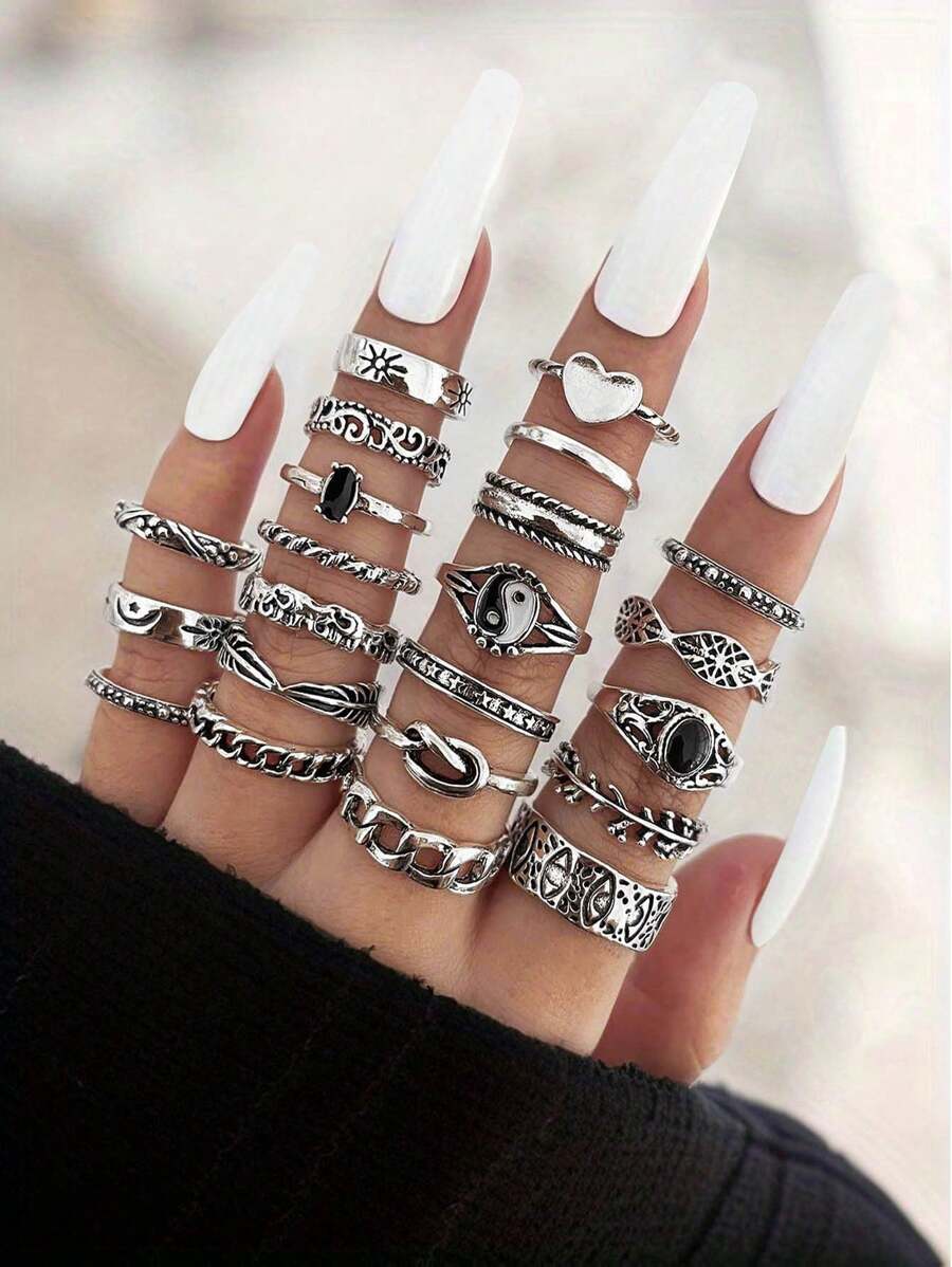 21pcs/Set Punk-Goth Yin Yang, Eight Trigrams, Butterfly, Snake, Heart ...