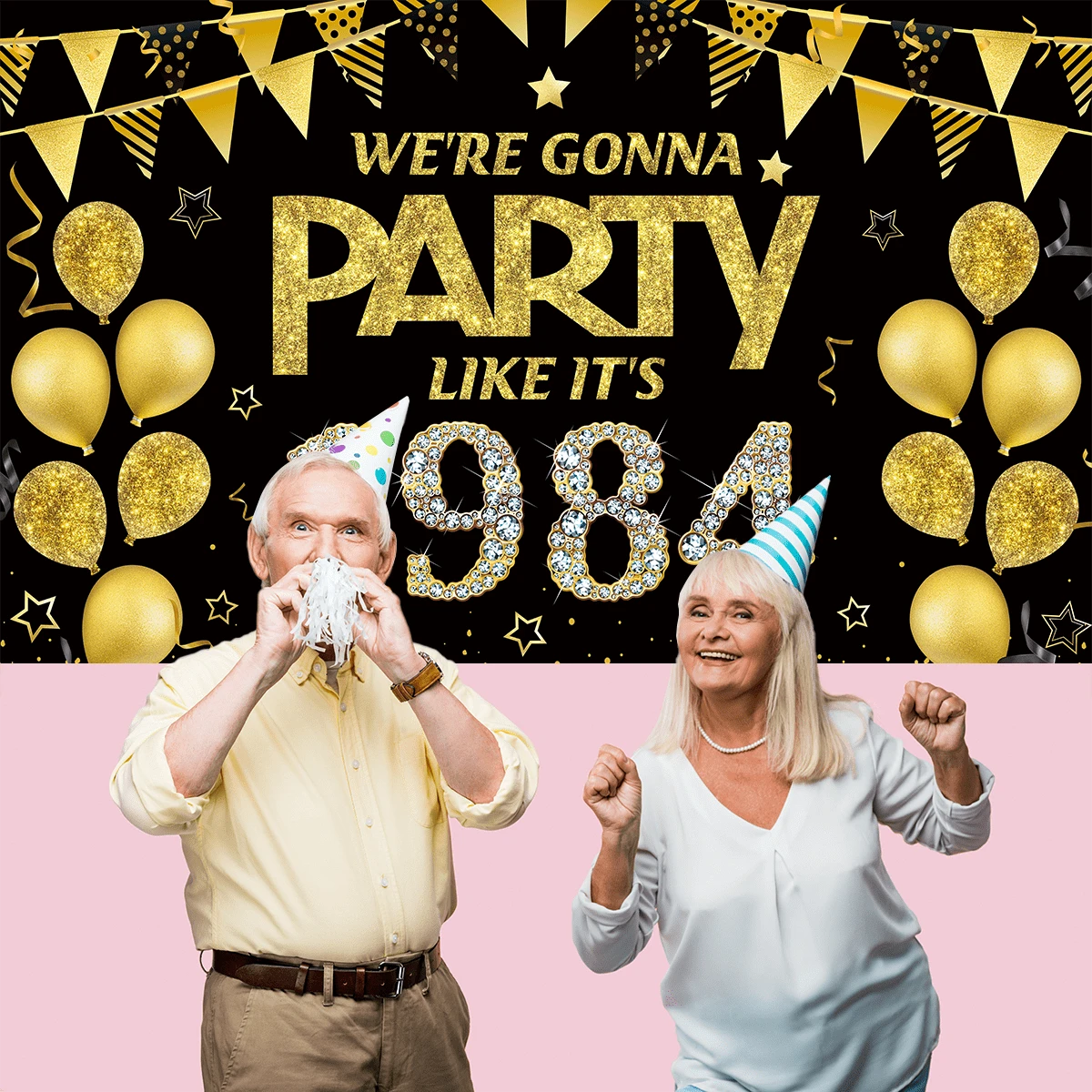 We are Gonna Party Like It is 1984 Backdrop 40th Birthday Party Black ...