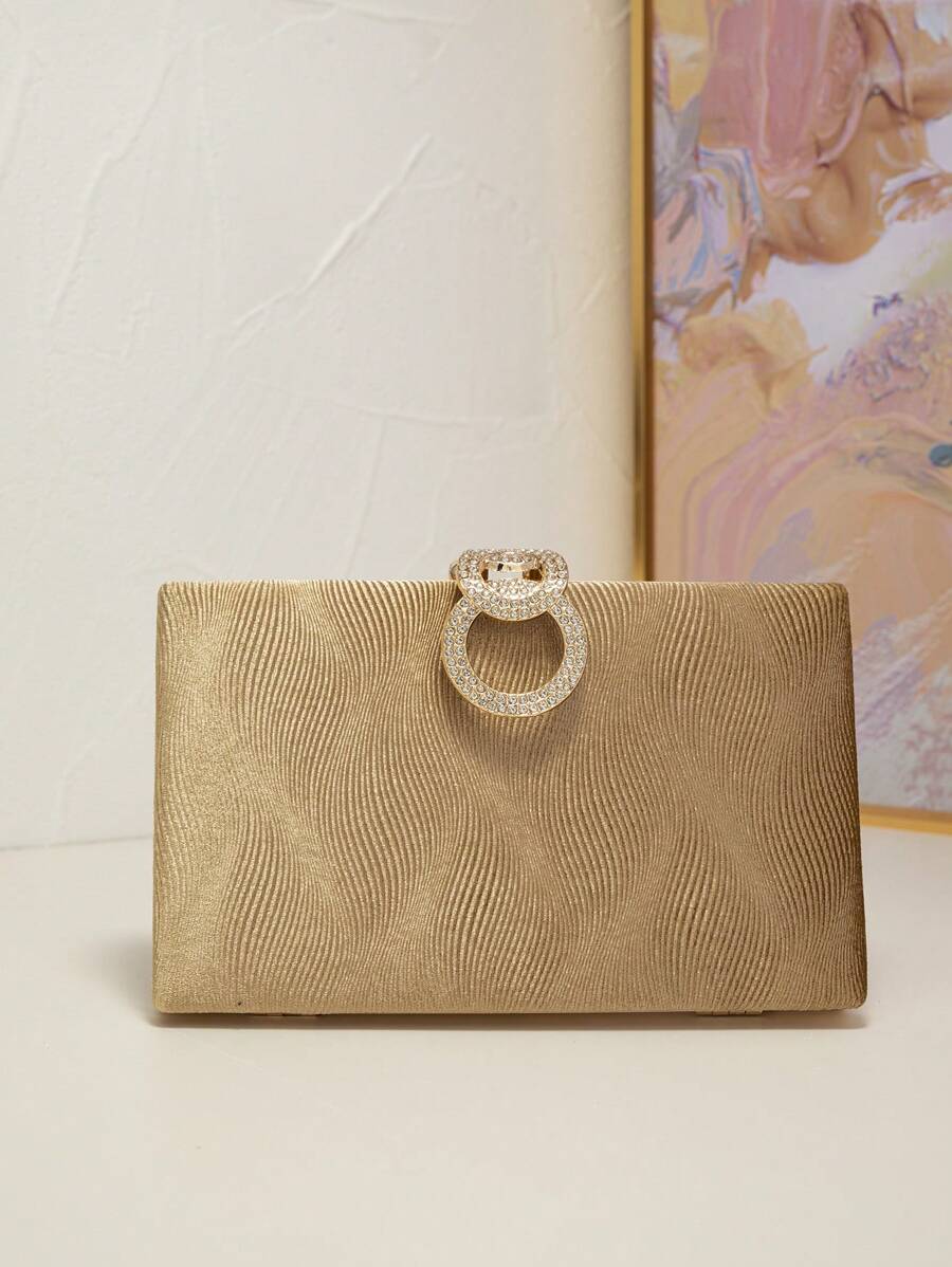 Elegant Romantic Hard Case Clutch Bag With Rhinestones For Evening ...