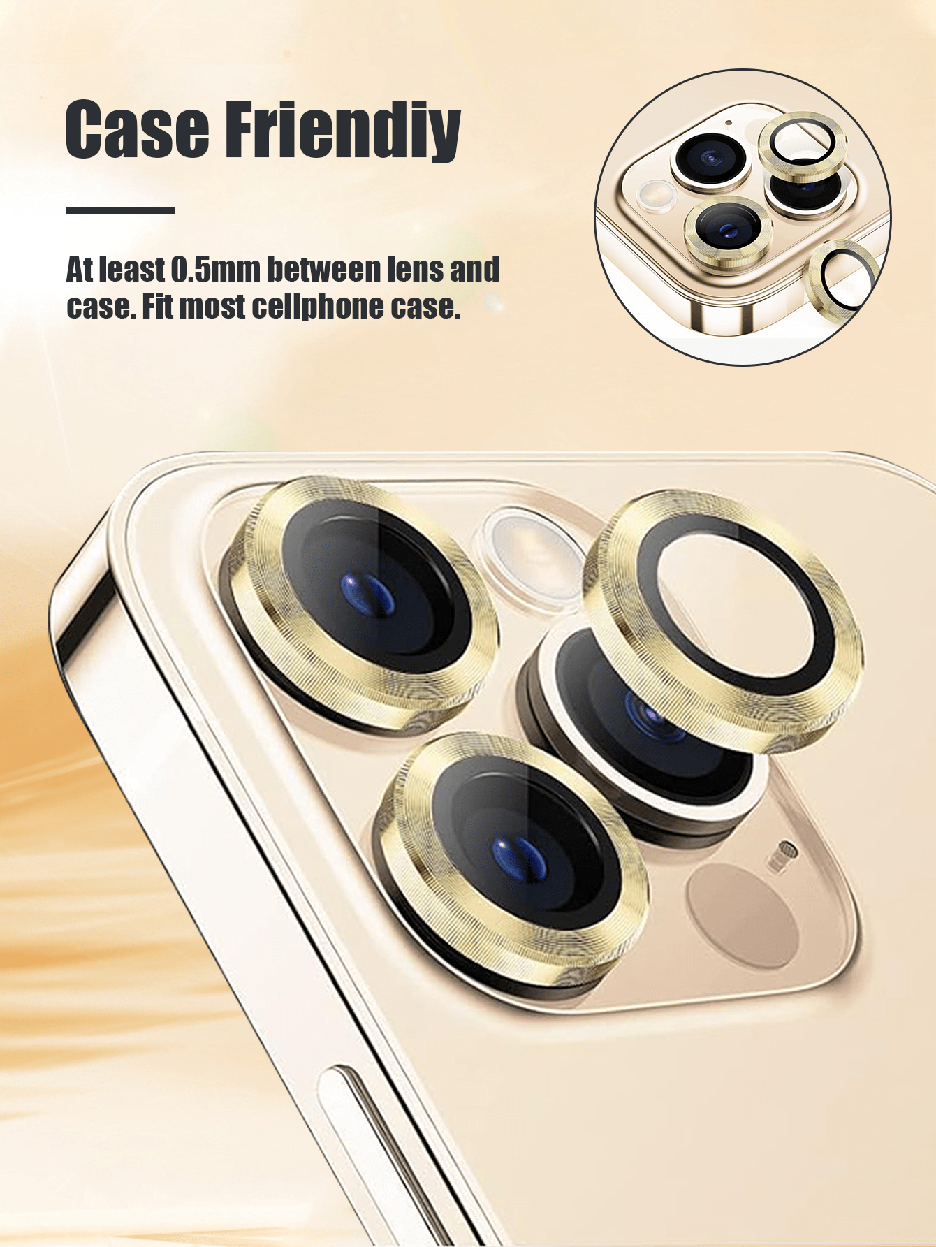 1 Paquete Protector de lente con brillo plateado, alta definición anti-caída, decoración ...