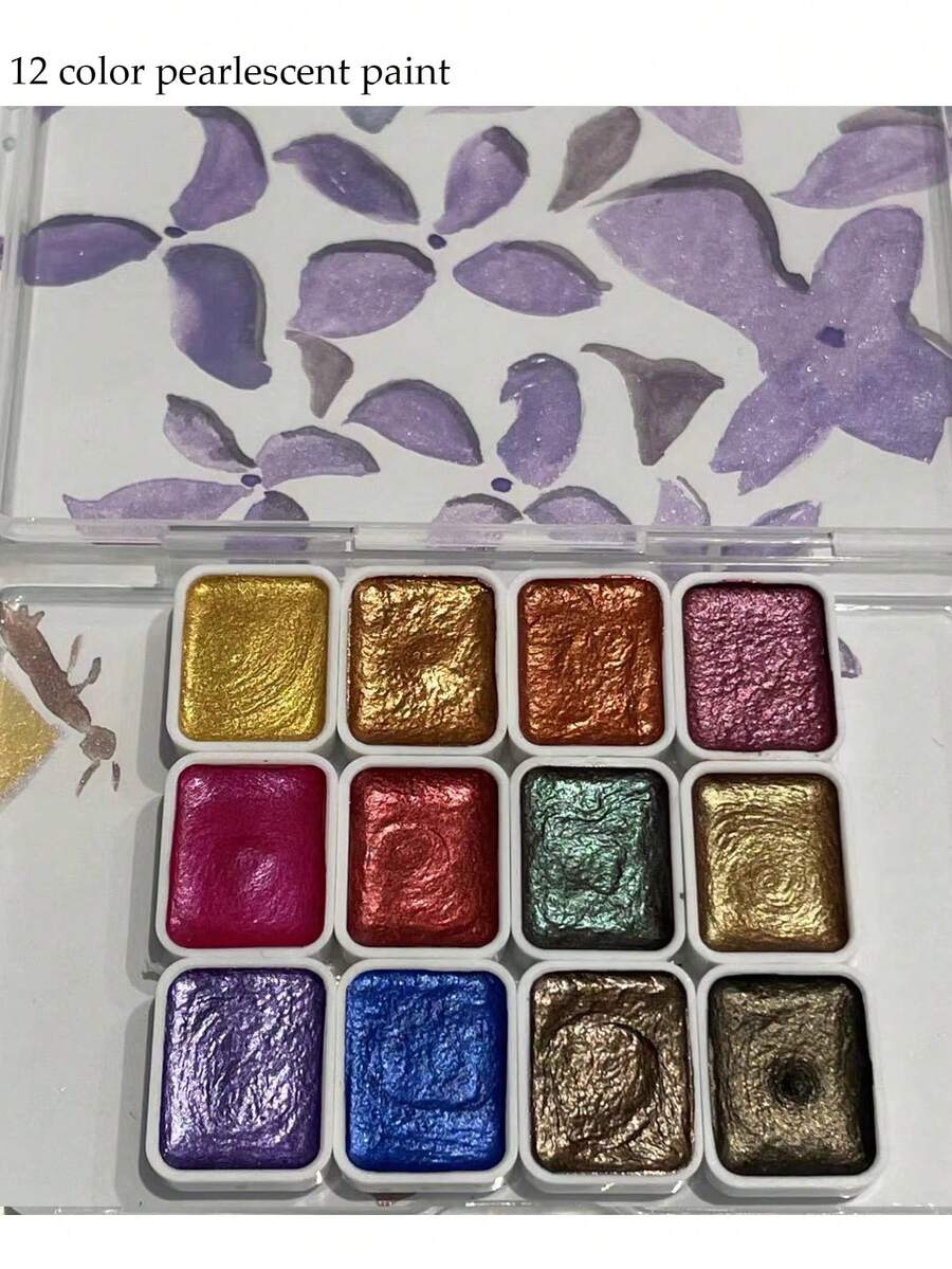 12pcs Solid Pearl Luster Watercolor Paints, Color Changing Dragon Paint ...