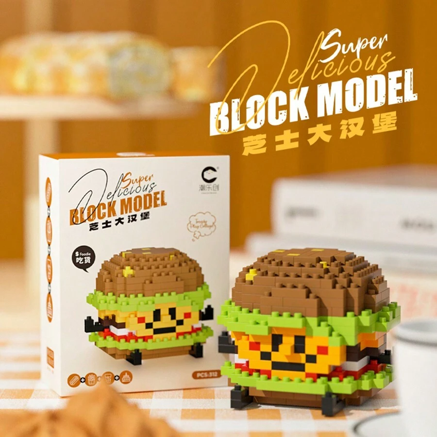 1 Food Building Blocks, Hamburger Building Block, DIY Food Series ...