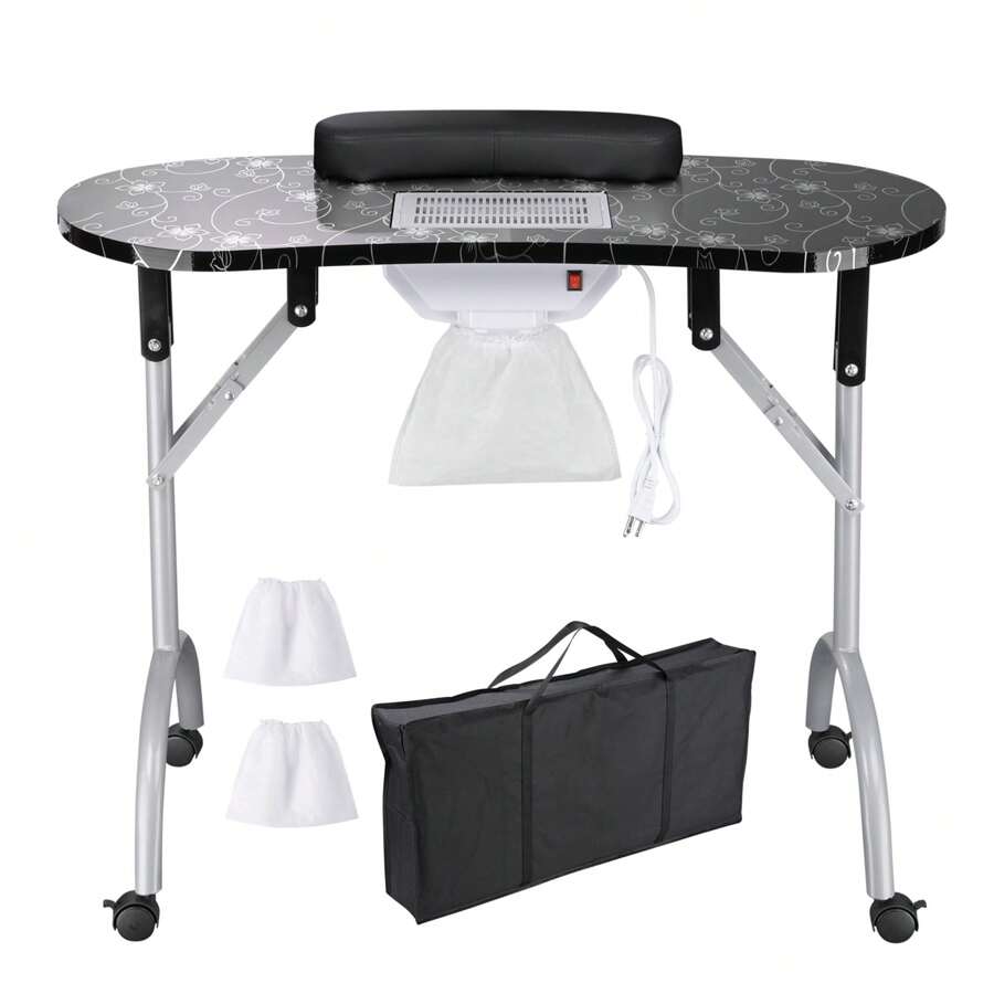 BYOOTIQUE Portable Manicure Nail Table Folding Nail Desk With Built-In ...