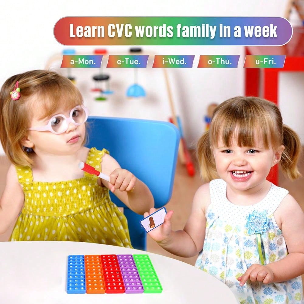 5pcs/pack Word Pop CVC Words Games Pop Toys, Both Sides Printing 100 CVC Words Phonics Game ...