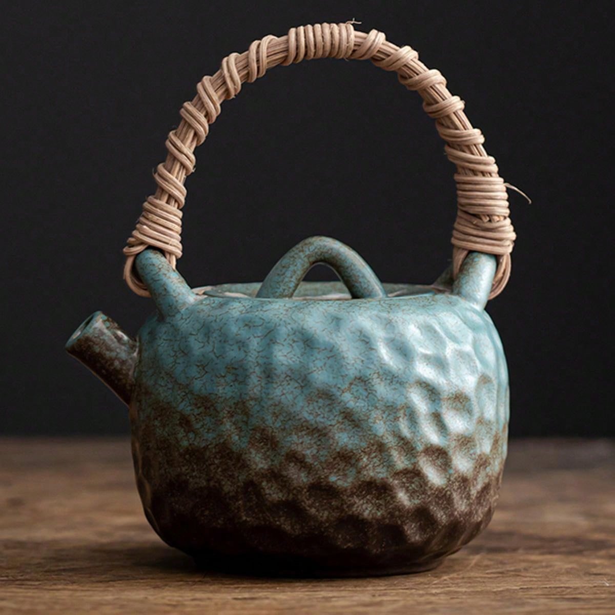 One Wicker Handle Ceramic Teapot, High-end Pottery Teapot Suitable For ...