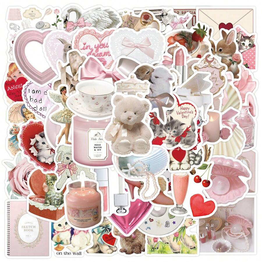 60PCS Coquette Stickers Cute Decoration Stickers Vinyl Waterproof ...