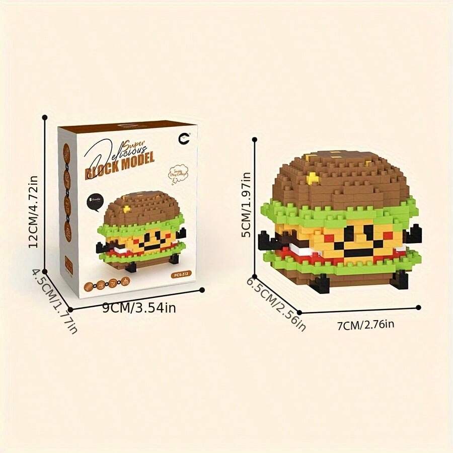 1 Food Building Blocks, Hamburger Building Block, DIY Food Series ...