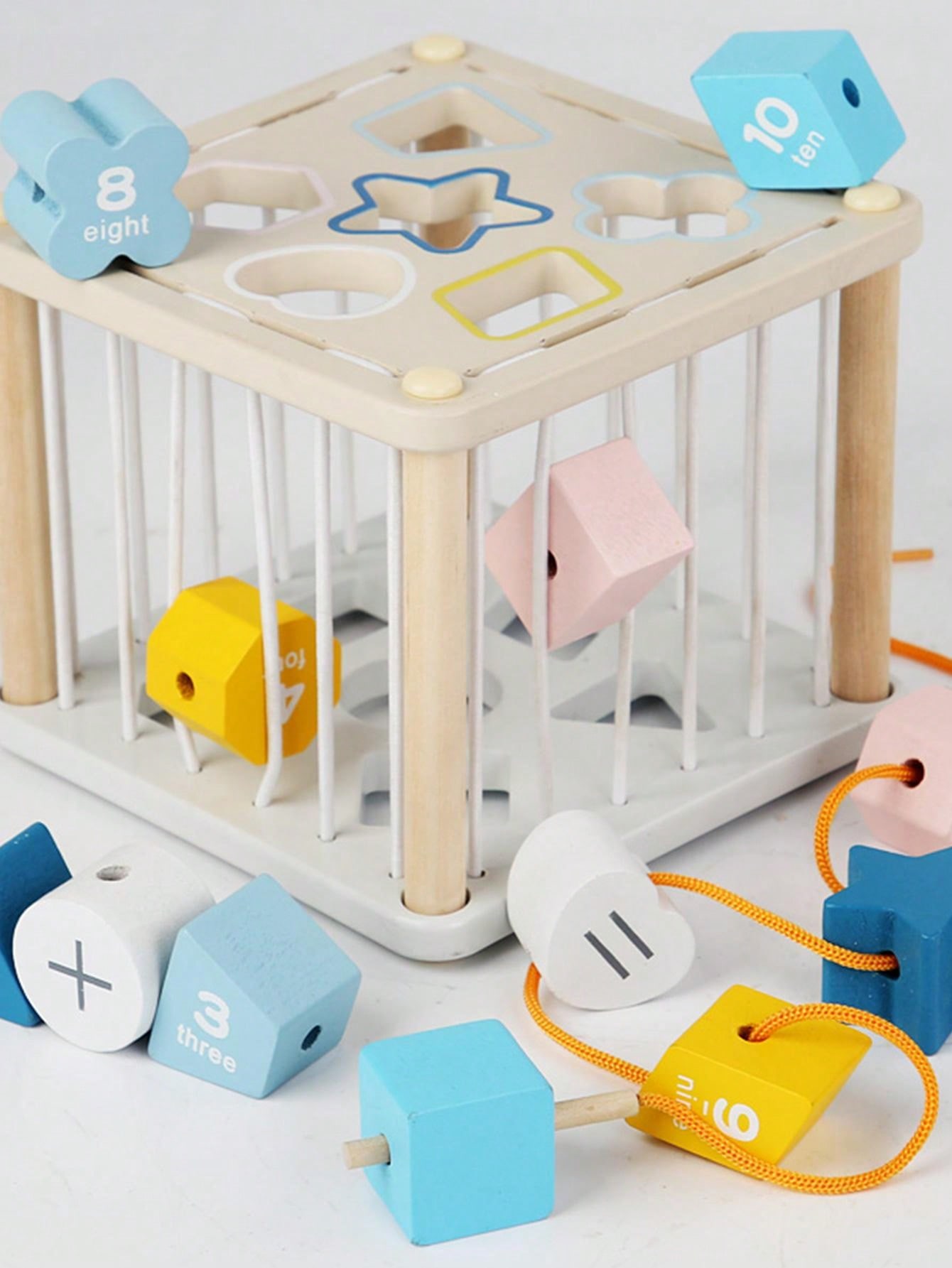 Wooden Building Block Puzzle Toy For Kids To Learn Numbers, Shapes And ...