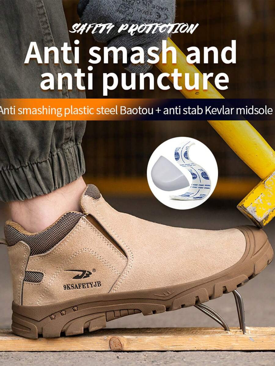 Men's Safety Work Boots High-Top, Outdoor Industrial Construction ...