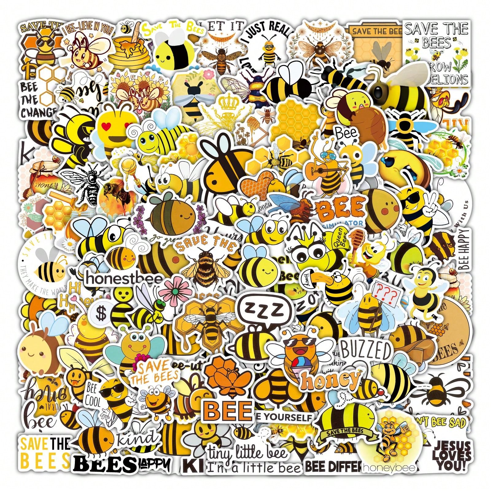 100PCS Cute bee Stickers Vinyl Waterproof Stickers for Scrapbook ...