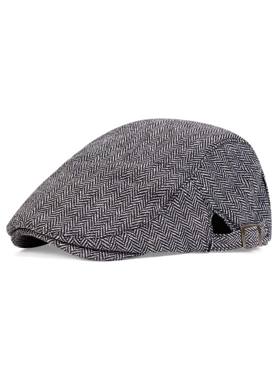 1pc Men's Herringbone Beret Fashion Newsboy Cap Casual Outdoor Hat ...