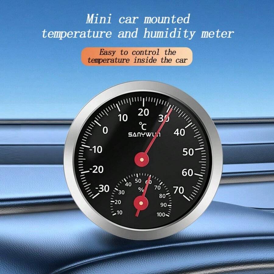 1pc Mini Precise Aluminum Alloy Car Thermometer And Hygrometer ...