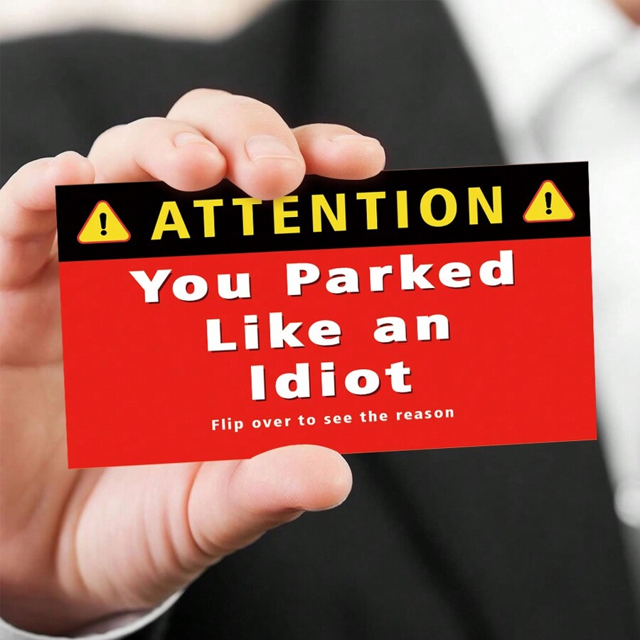50pcs Funny Parking Violation Cards - 'you Park Like An Idiot' Sticker ...