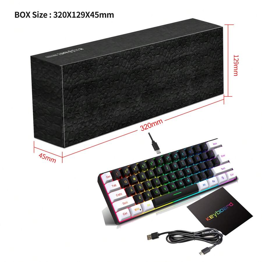 HXSJ 60% Wired Gaming Keyboard, Small RGB Backlit Membrane Gaming ...