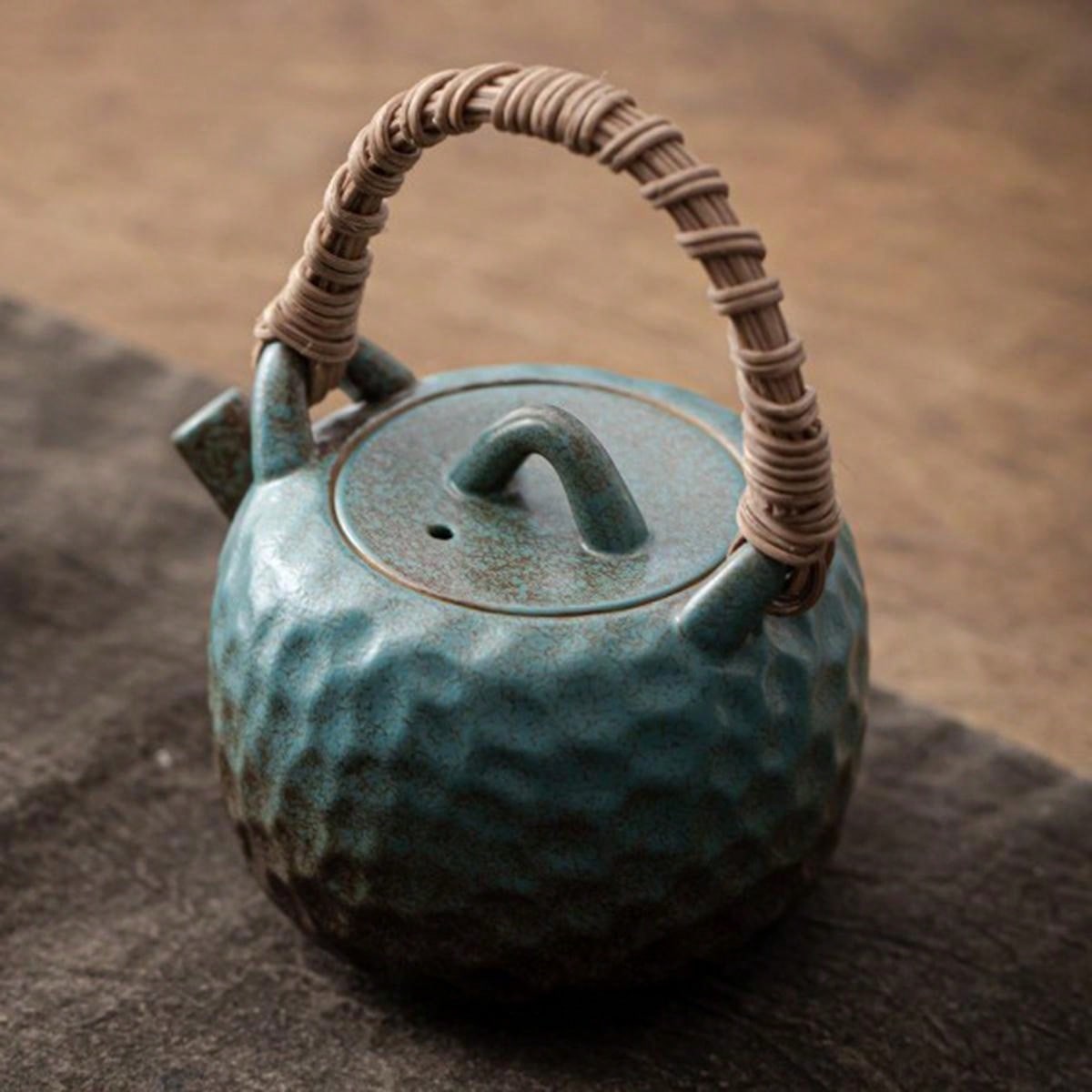 One Wicker Handle Ceramic Teapot, High-end Pottery Teapot Suitable For ...