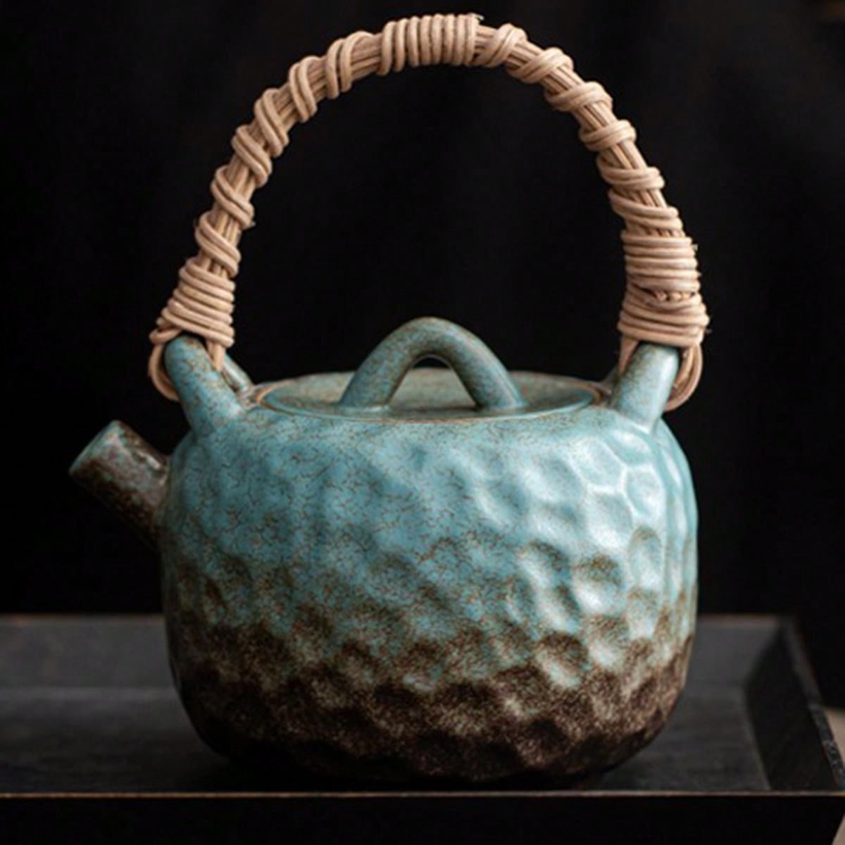 One Wicker Handle Ceramic Teapot, High-end Pottery Teapot Suitable For ...