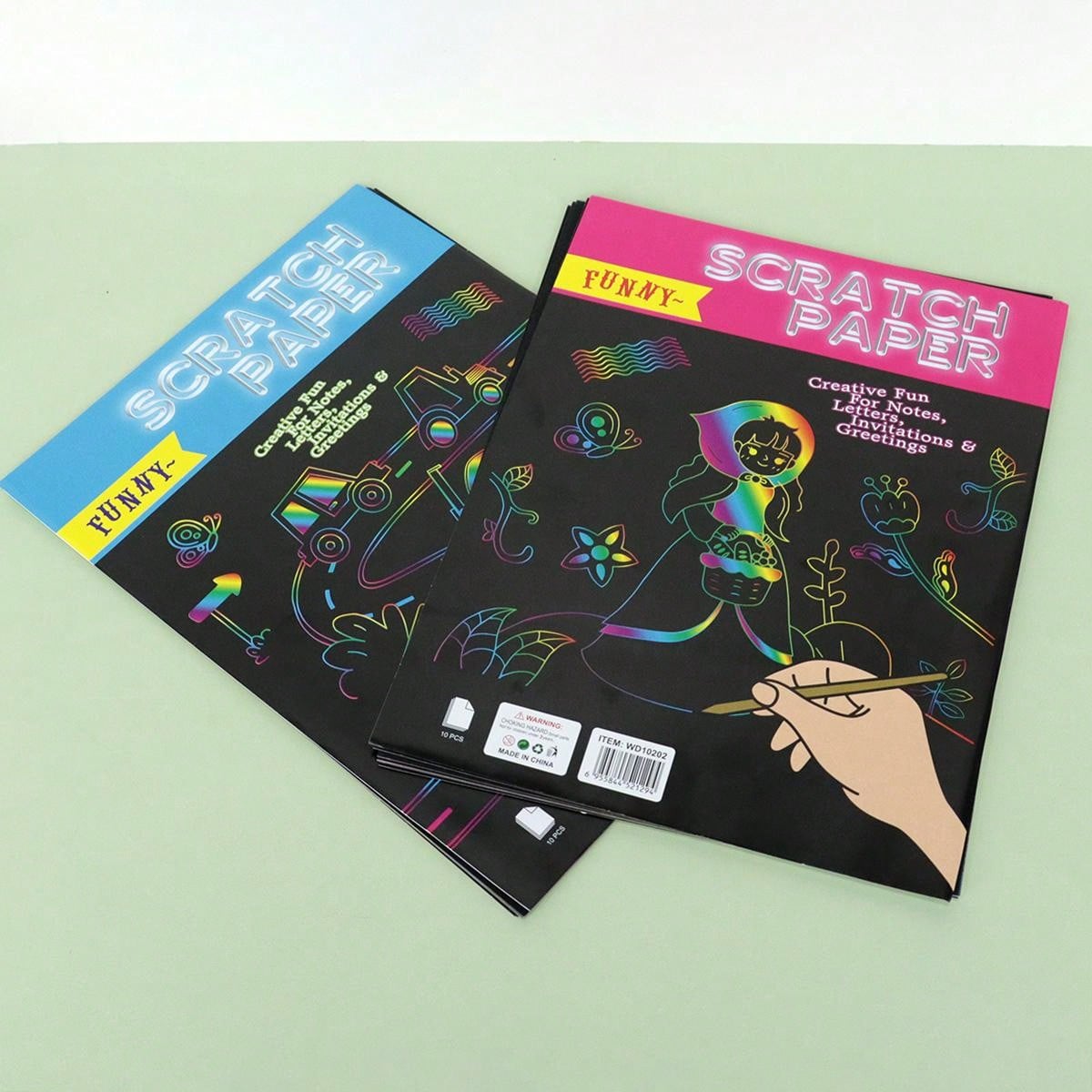 10 Sheets Black A4 Scratch Art Paper 8K Colorful 4K Holographic Rainbow ...